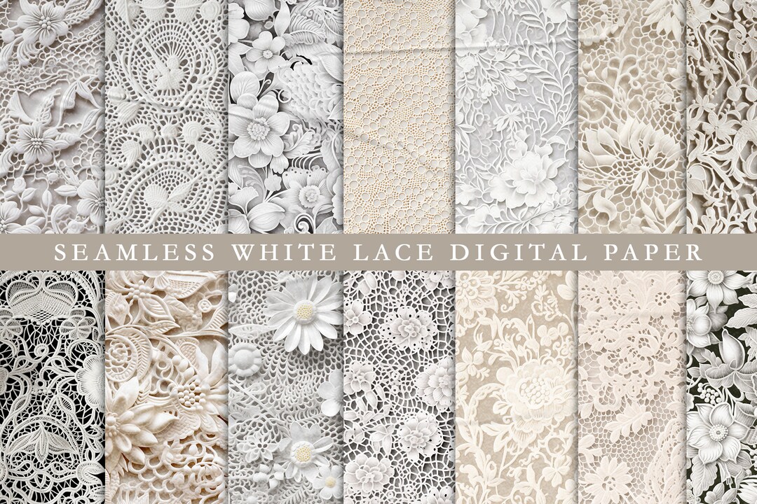 Seamless White Lace Digital Paper, Wedding Lace Digital Paper, Lace ...