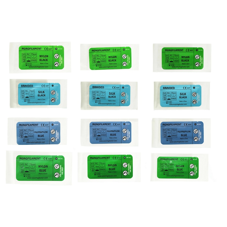 Suturing Doctor 12 X Training Sutures 75cm Thread - Choose From Nylon ...