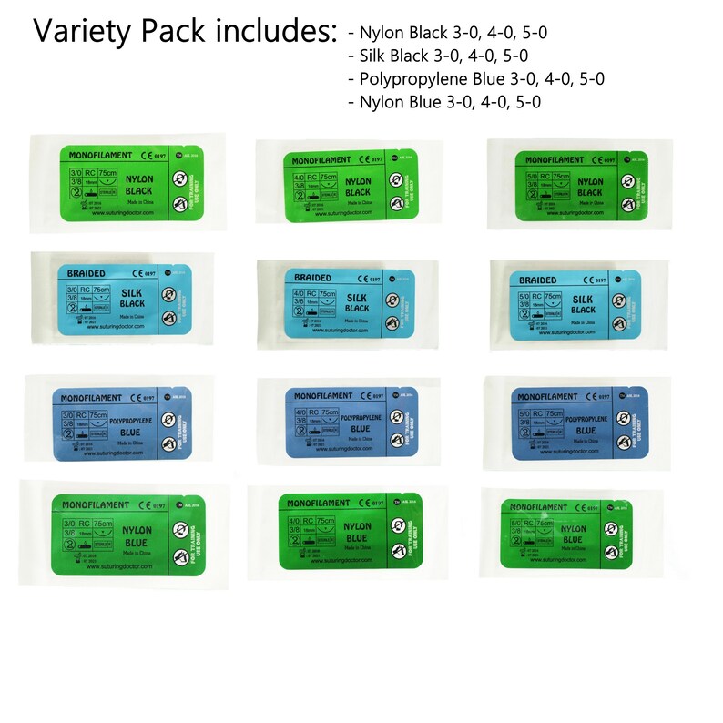 Suturing Doctor 12 X Training Sutures 75cm Thread - Choose From Nylon ...