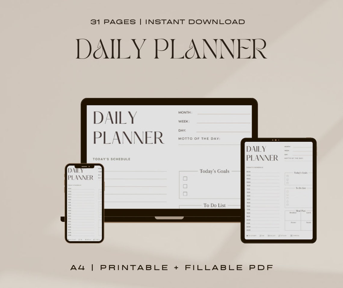Daily Planner | Self Care | Digital Download | Printable Template ...