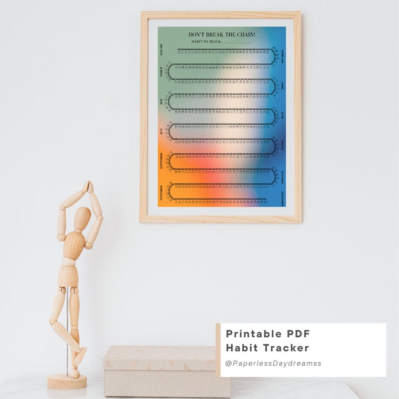 Printable Daily Habit Tracker Aura Colors | Don't Break the Chain ...