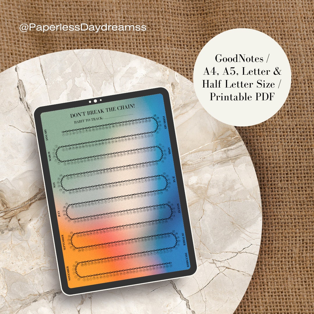 Printable Daily Habit Tracker Aura Colors | Don't Break the Chain ...