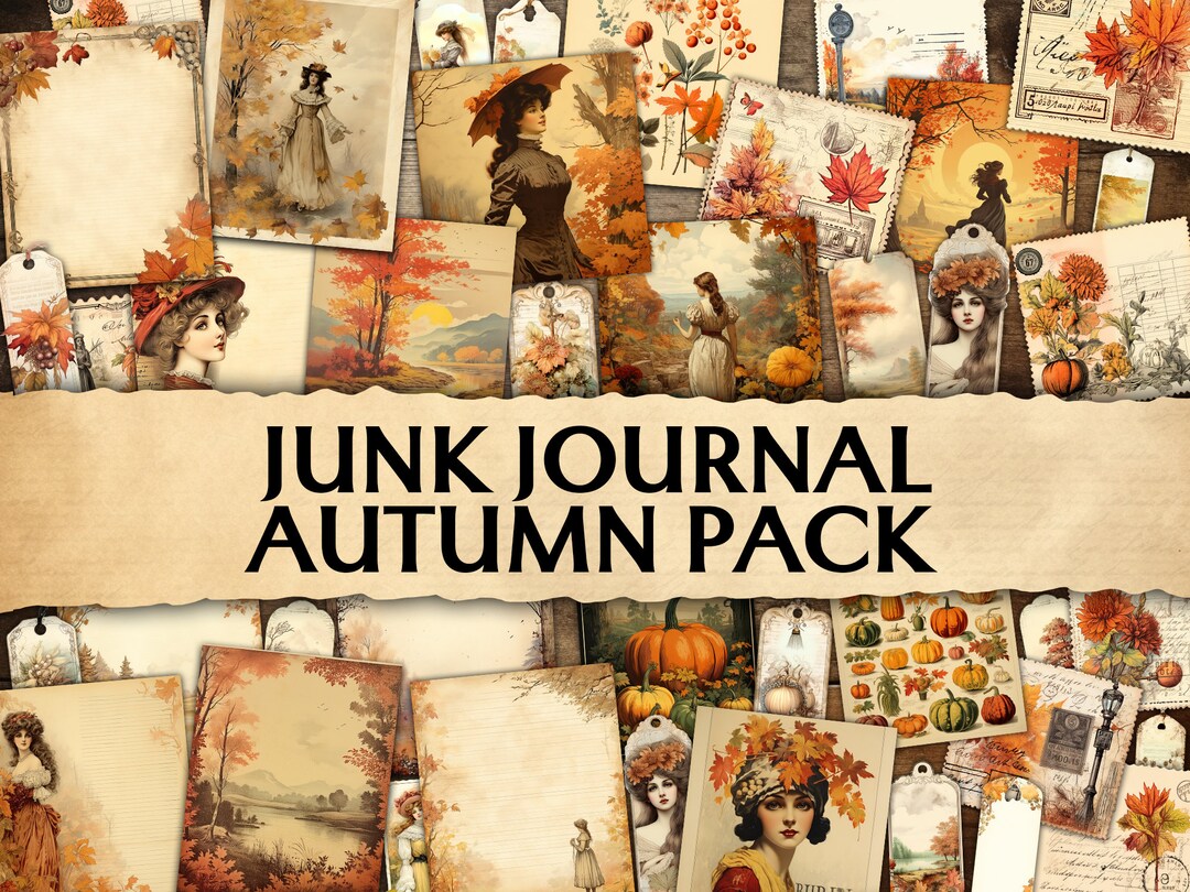 Junk Journal Autumn Fall Pack, Printable Scrapbook Fall Supplies ...