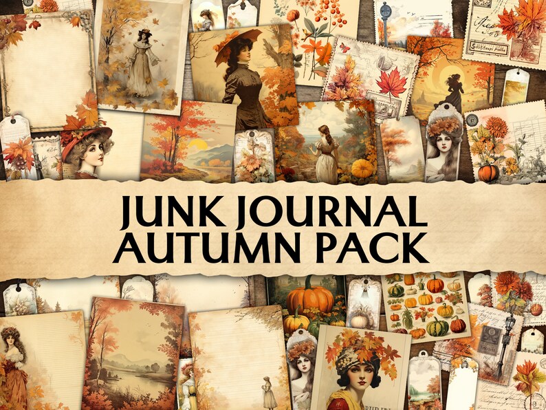 Junk Journal Autumn Fall Pack, Printable Scrapbook Fall Supplies ...