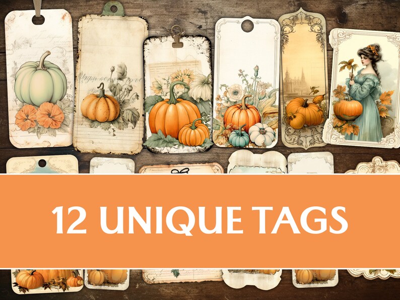 Junk Journal Pumpkin Tags, Printable Shabby Tags, Journaling Tags ...
