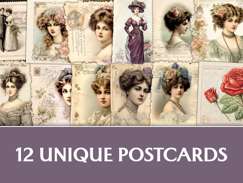 Victorian Postcards, Printable Victorian Ephemera, Junk Journal, Card ...