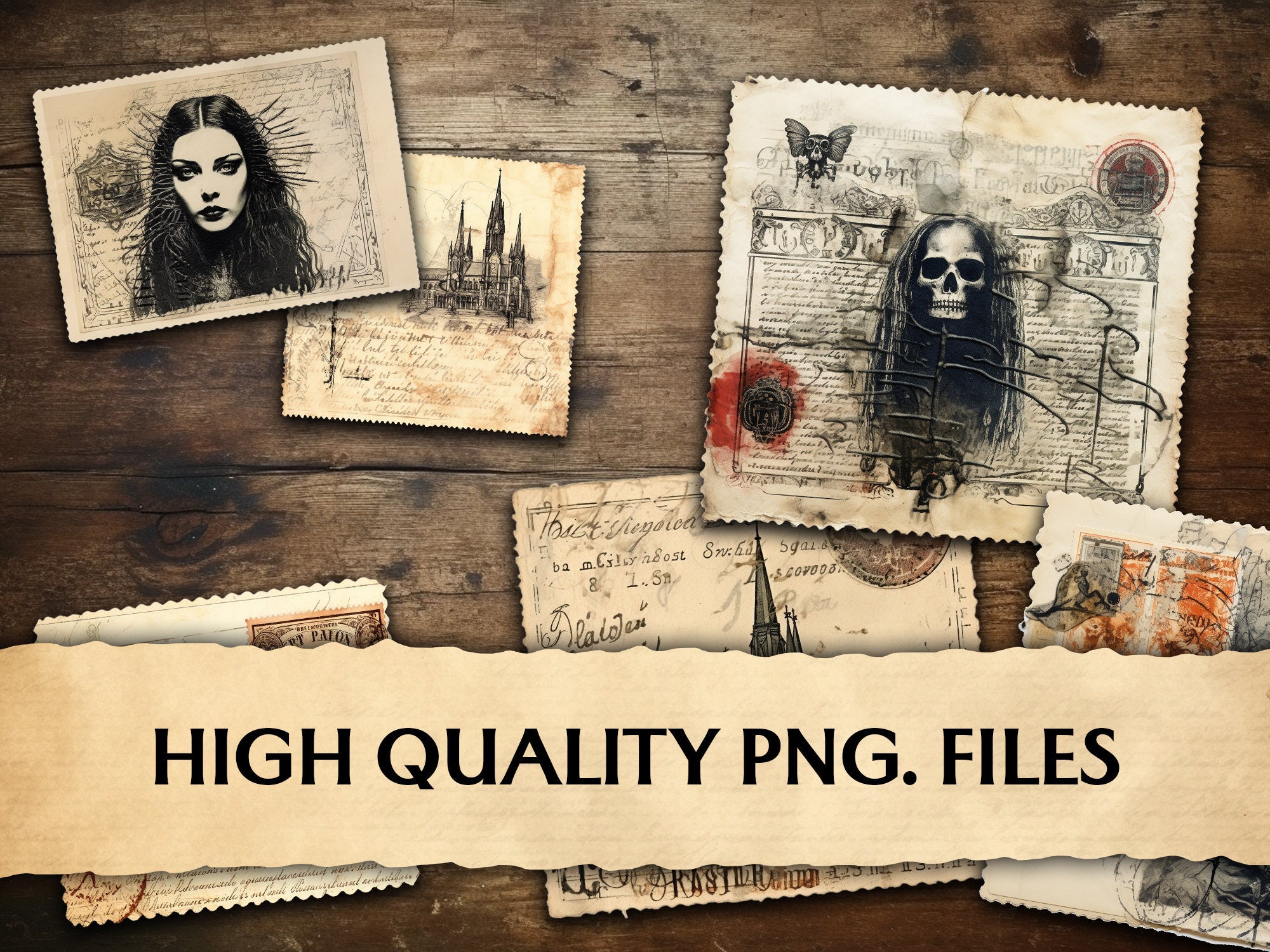 Junk Journal Gothic Postcards, Printable Postcards Vintage, Shabby ...