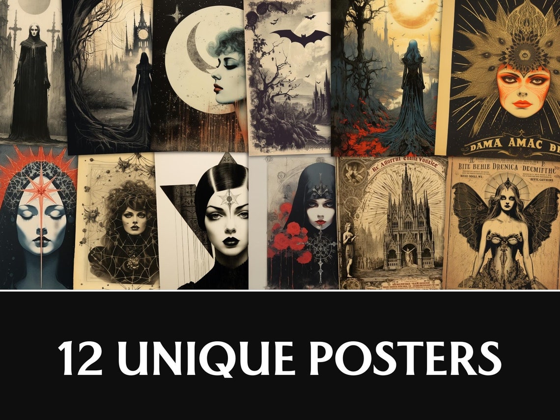 Gothic Posters, Vintage Gothic Junk Journal, Printable, Gothic Ephemera ...