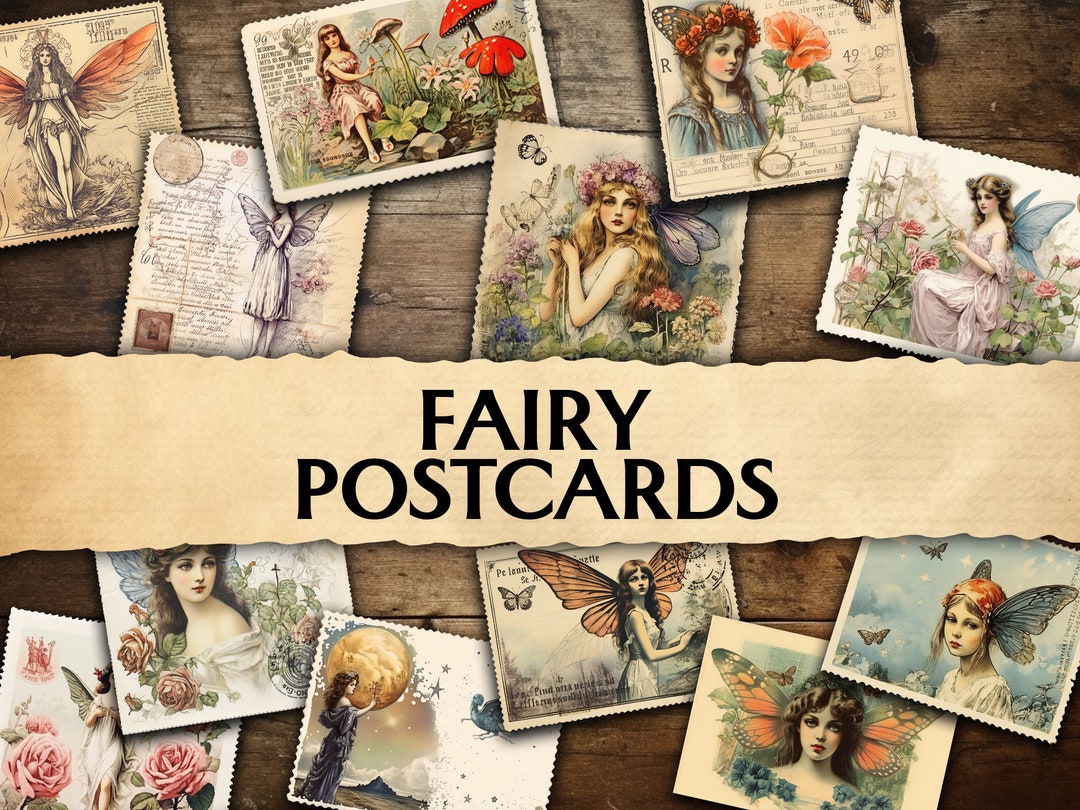 Junk Journal Fairy Magic Postcards, Printable Postcards Vintage, Shabby ...