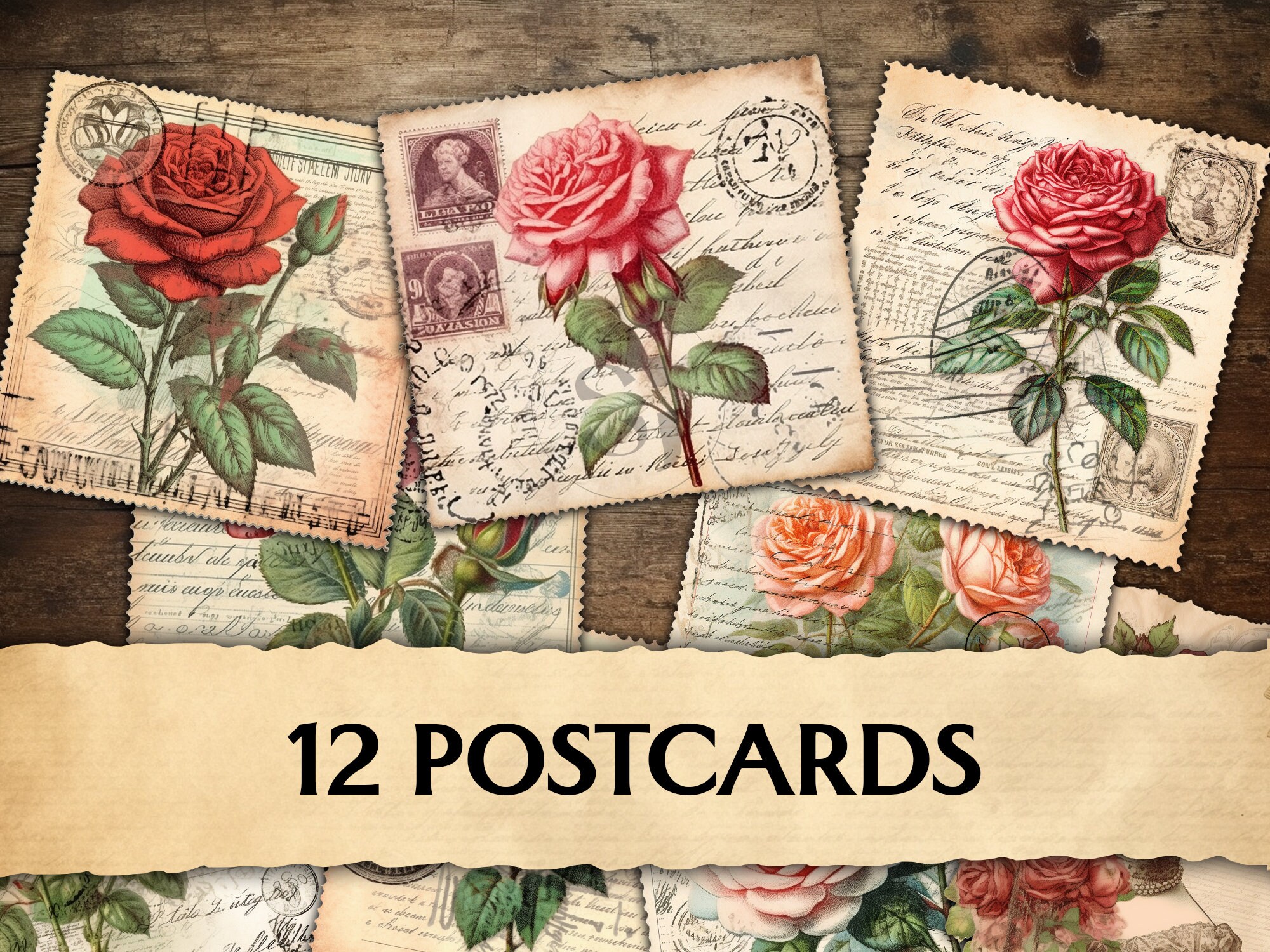 MEGA BUNDLE Junk Journal Rose Pack Printable Roses Scrapbook Rose ...