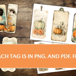 Junk Journal Pumpkin Tags, Printable Shabby Tags, Journaling Tags ...