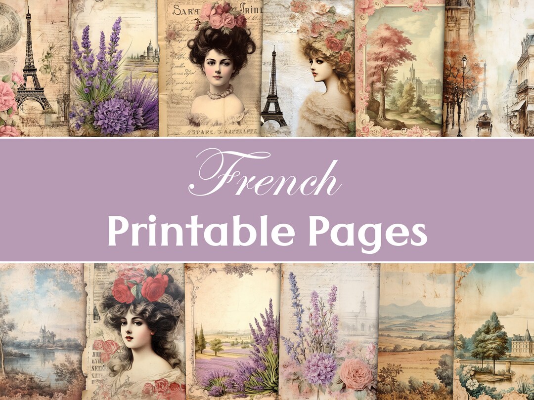 Junk Journal French Pages, Printable Shabby Papers, Journaling Pages ...