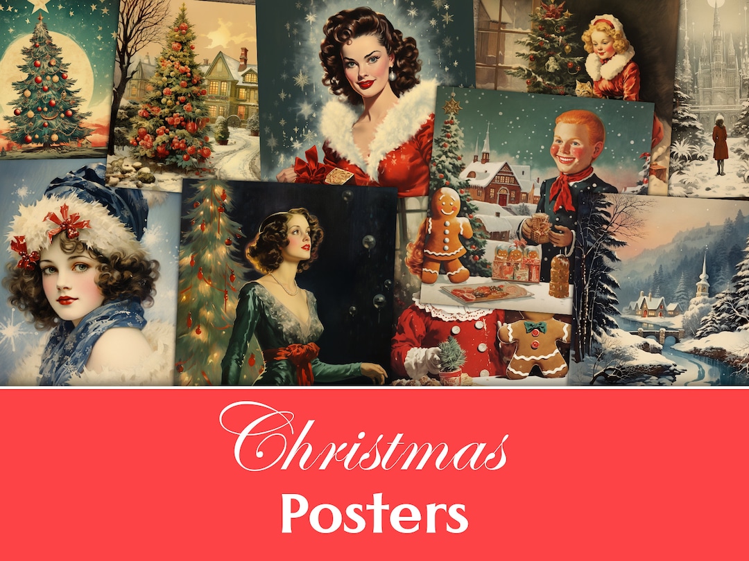 Vintage Christmas Posters, Christmas Printable, Retro Christmas Poster ...