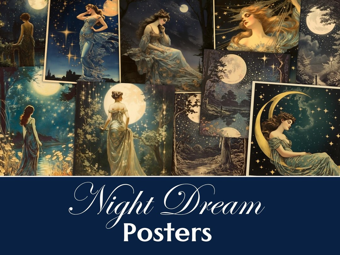 Vintage Night Posters, Night Dream Printable, Moon Posters, Astronomy ...