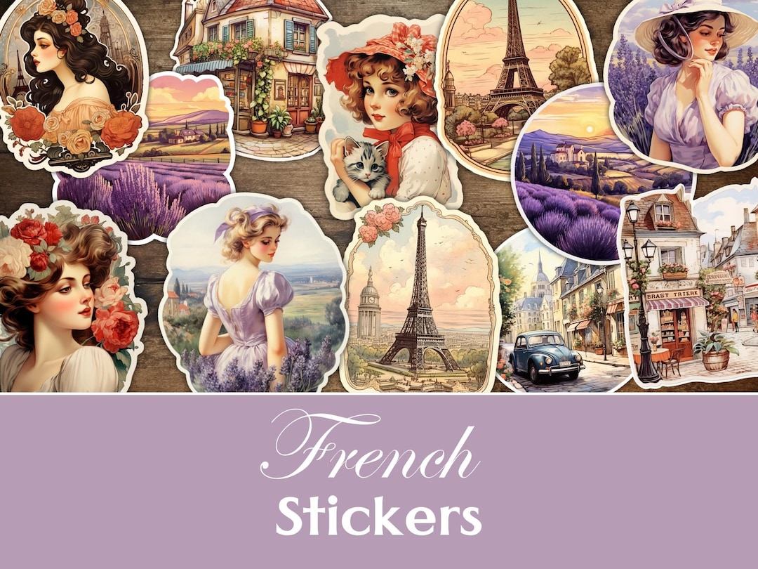 French Stickers, Vintage French Fussy Cuts, Junk Journal Kit, Notes ...