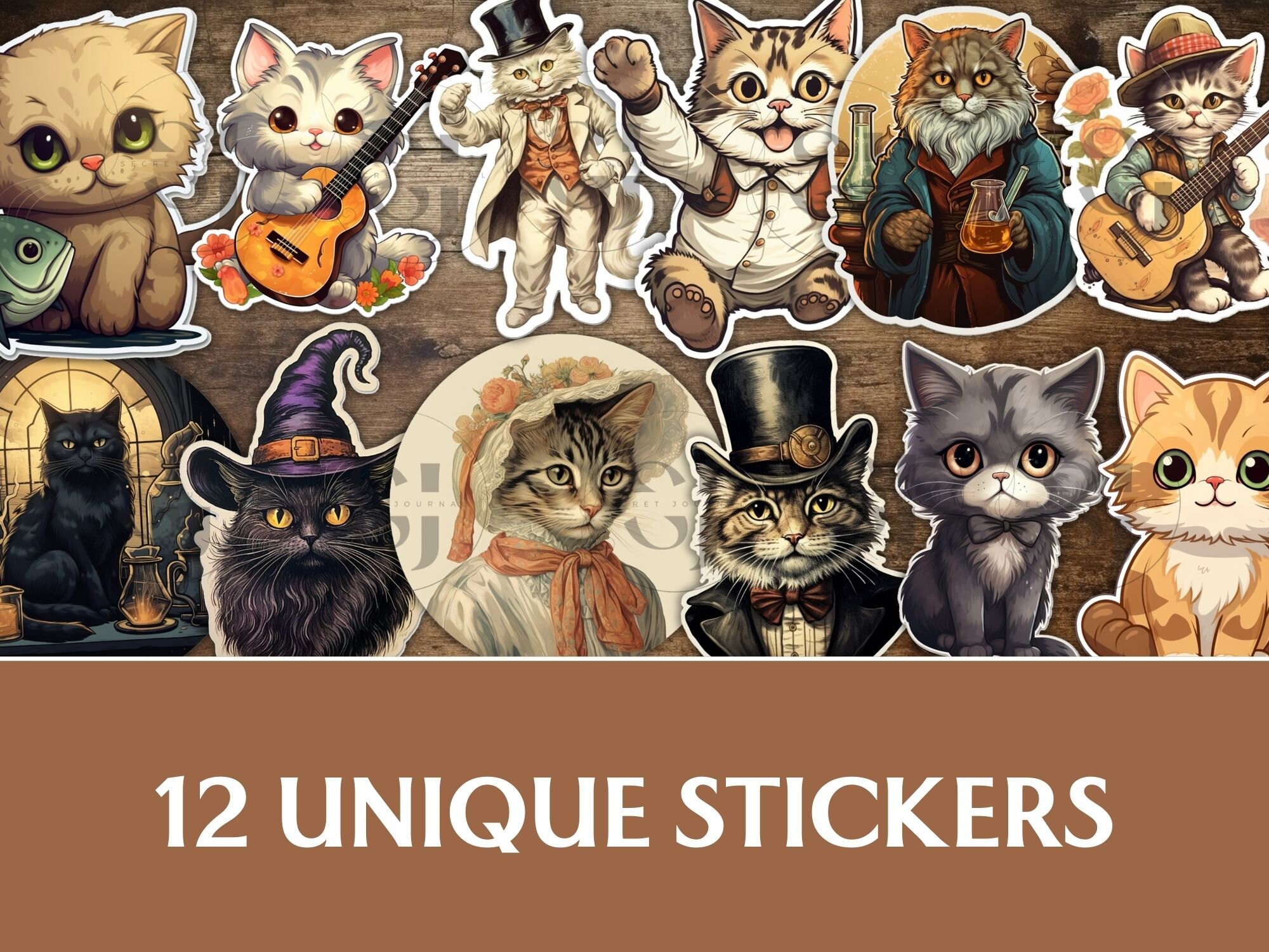Cats Stickers, Vintage Cats Fussy Cuts, Junk Journal Cats Ephemera ...