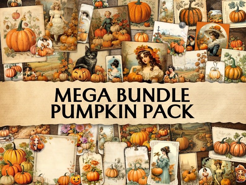 MEGA BUNDLE Junk Journal Pumpkin Pack Printable Pumpkins Scrapbook ...