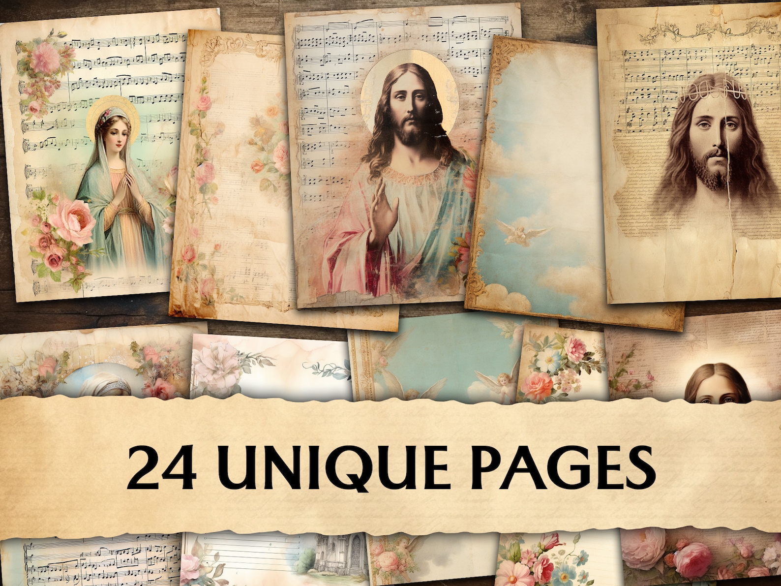 Junk Journal Christian Pages, Printable Shabby Religious Pages ...
