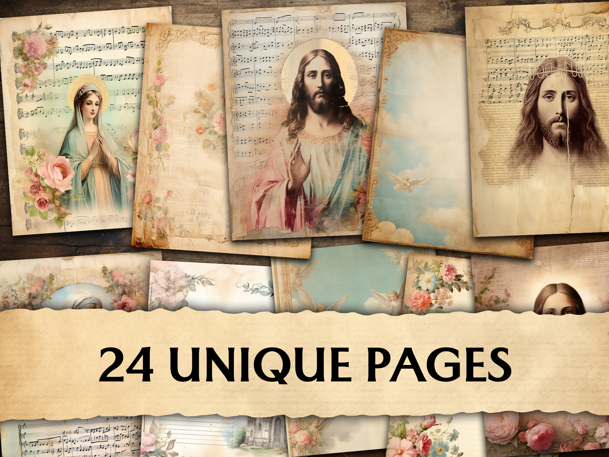 Junk Journal Christian Pages, Printable Shabby Religious Pages ...