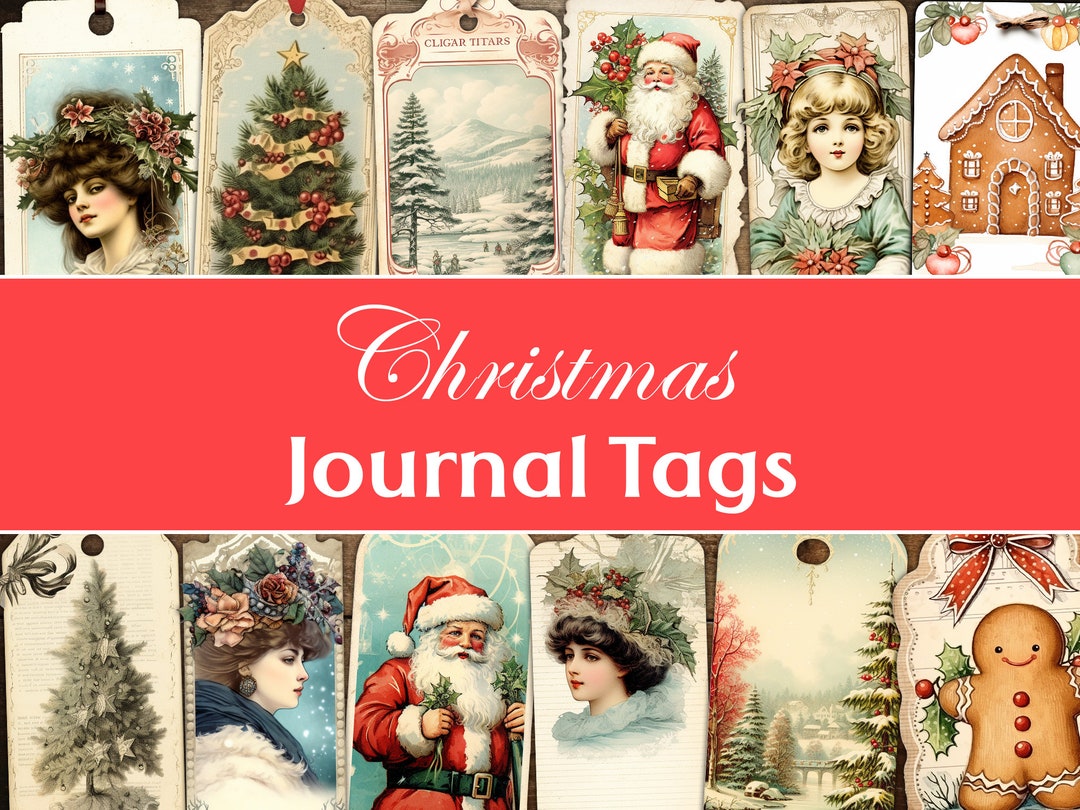 Junk Journal Christmas Tags, Printable Christmas Embellishments ...