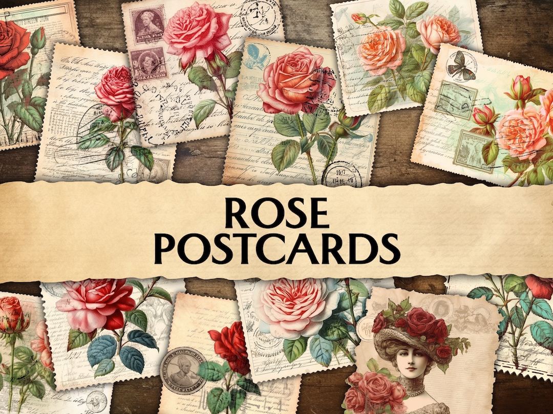 Rose Postcards, Junk Journal Postcards, Printable Postcards Vintage ...