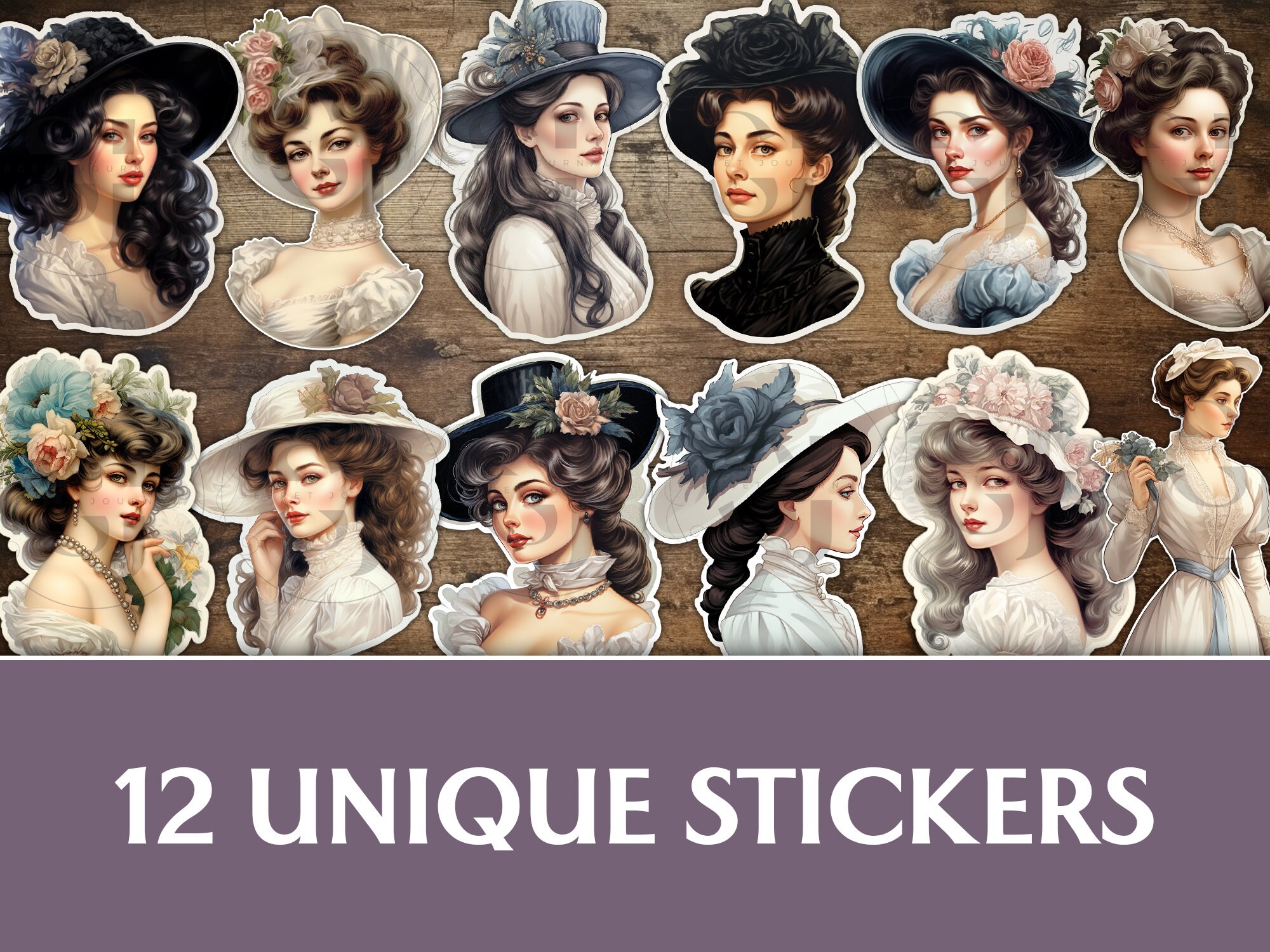 Victorian Lady Stickers, Vintage Ladies Stickers, Junk Journal Stickers ...