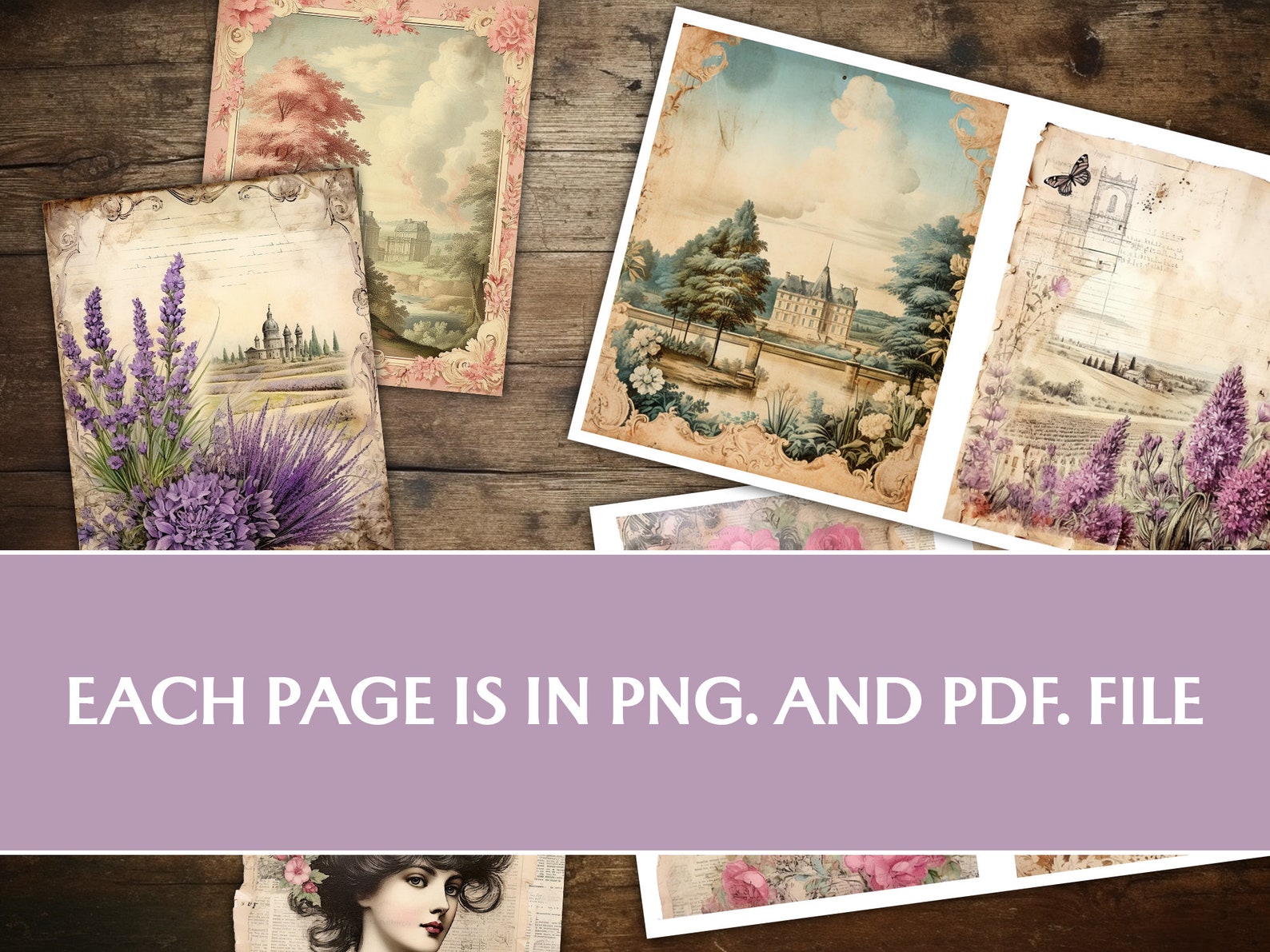 Junk Journal French Pages, Printable Shabby Papers, Journaling Pages ...