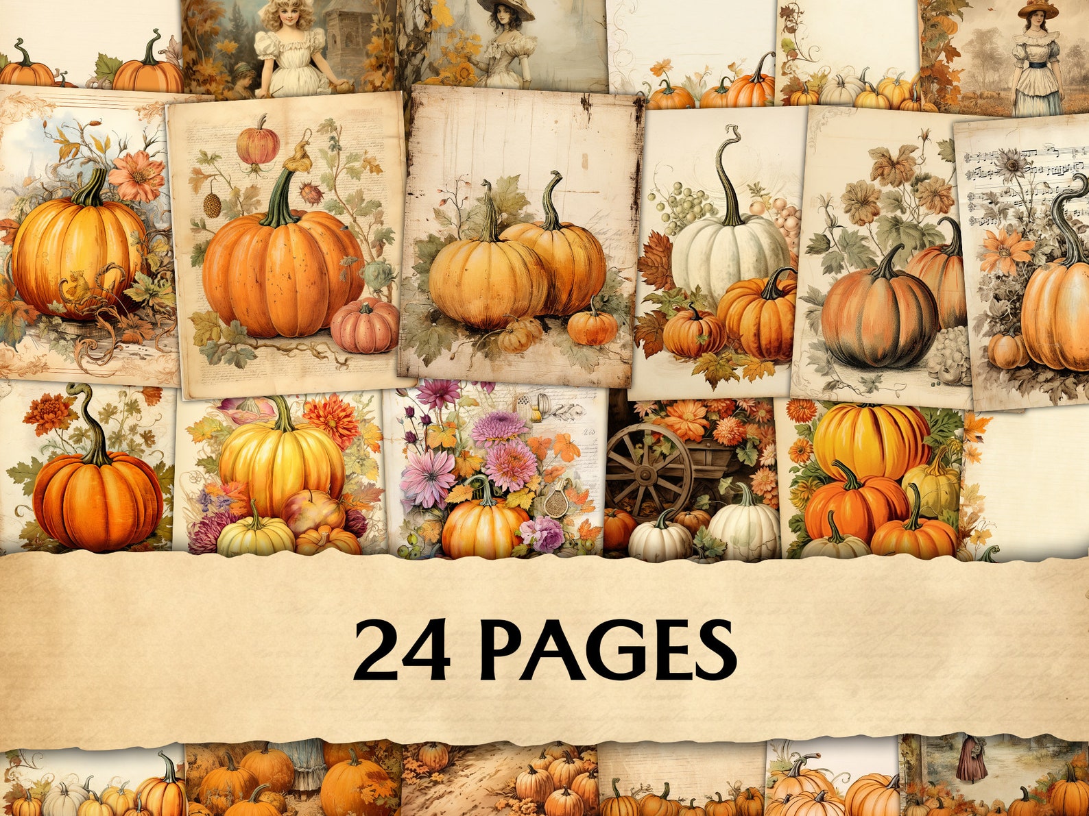 MEGA BUNDLE Junk Journal Pumpkin Pack Printable Pumpkins Scrapbook ...
