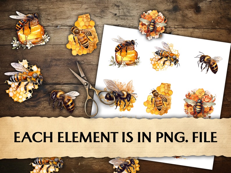 Watercolor Honey Bees Clipart Kit, Honey Illustrations Bees, Pictures ...