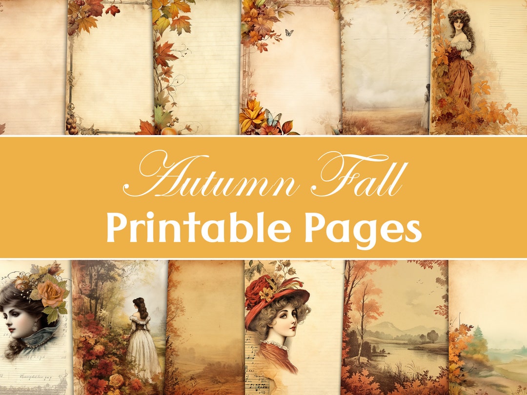 Junk Journal Autumn Fall Pages, Printable Shabby Papers, Journaling ...