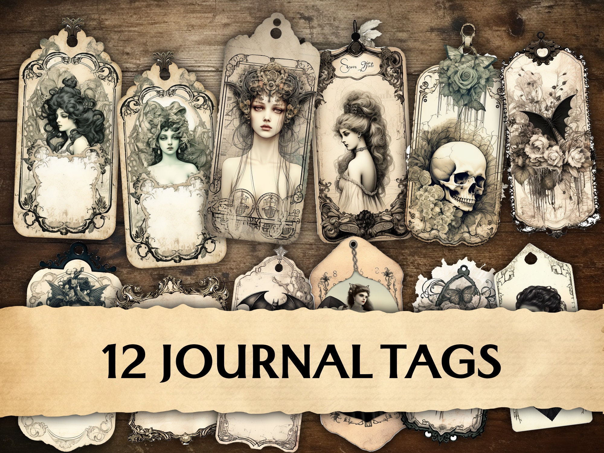 MEGA BUNDLE Junk Journal Gothic Pack, Printable Scrapbook Supplies ...