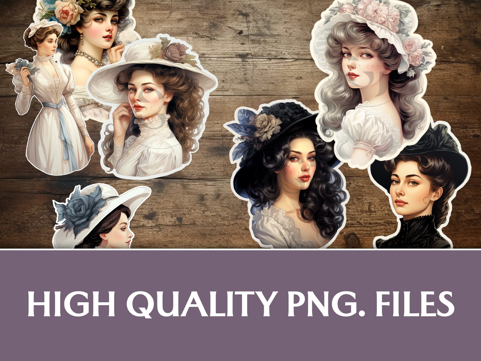 Victorian Lady Stickers, Vintage Ladies Stickers, Junk Journal Stickers ...