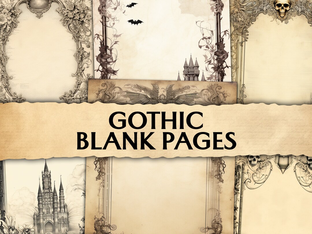 Junk Journal Gothic Blank Pages, Printable Shabby Pages, Journaling ...
