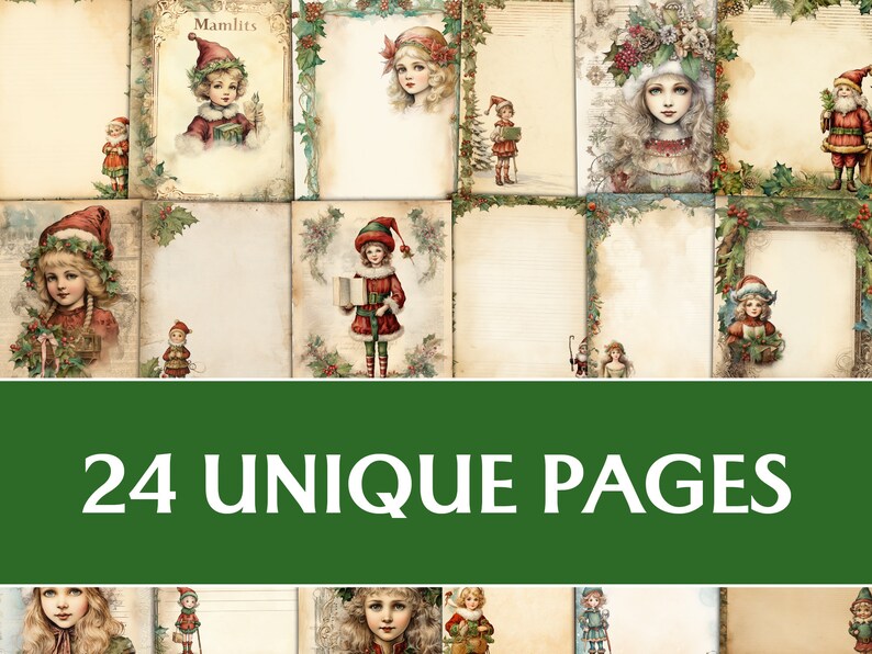 Junk Journal Christmas Elves Pages, Printable Shabby Papers, Journaling Magical Elves, Ephemera ...