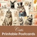 Junk Journal Cats Postcards, Printable Postcards Vintage, Shabby Postcard, Card, ATC, Scrapbook ...