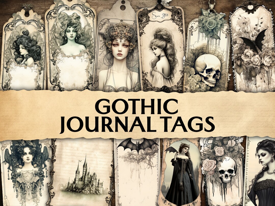 Junk Journal Gothic Tags, Antique Tags, Goth Journaling Tags, Journal ...
