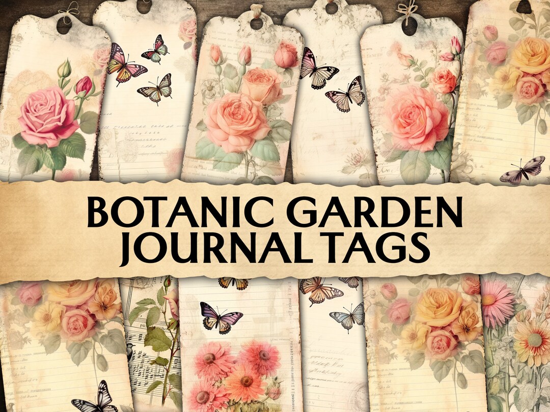 Junk Journal Botanic Garden Tags, Antique Tags, Flower Journaling Tags ...