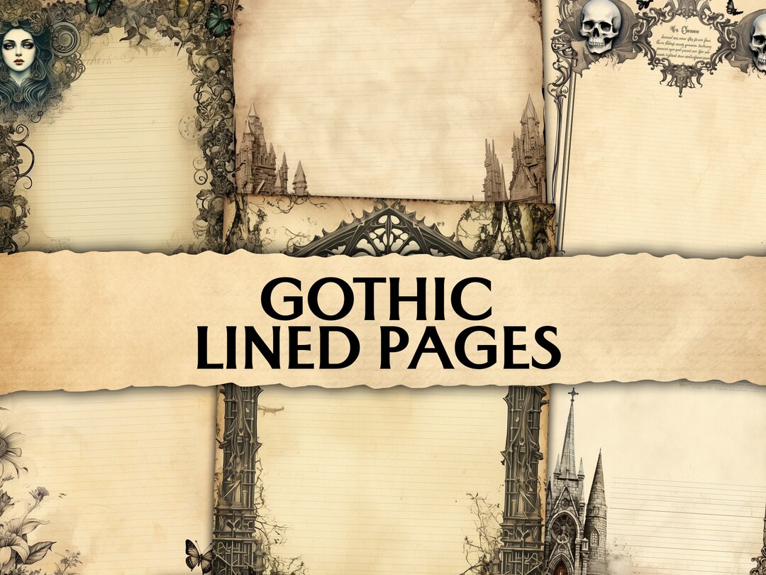 Junk Journal Gothic Lined Pages, Printable Shabby Pages, Journaling ...