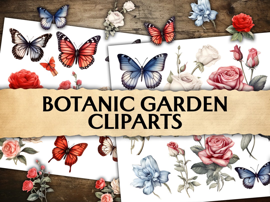 Watercolor Botanic Garden Clipart Kit, Illustrations Botanical Graphics ...