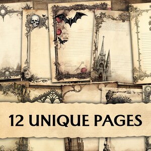 Junk Journal Gothic Lined Pages, Printable Shabby Pages, Journaling ...