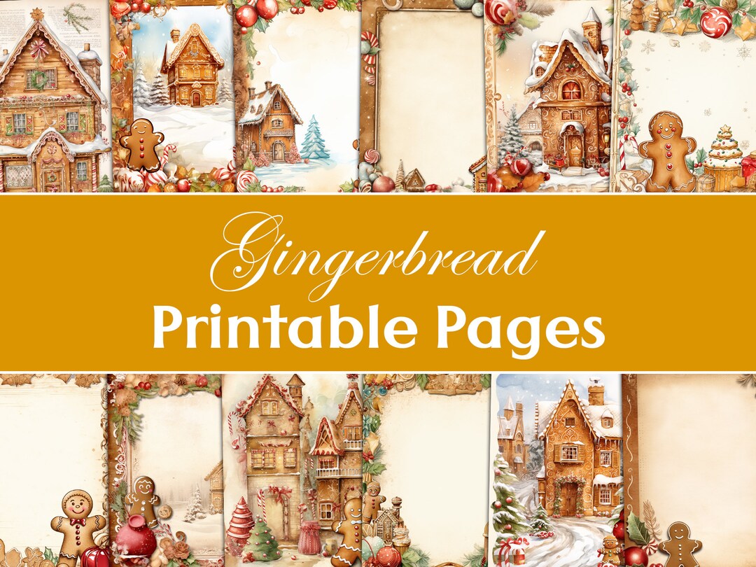 Junk Journal Gingerbread Pages, Printable Shabby Papers, Journaling ...