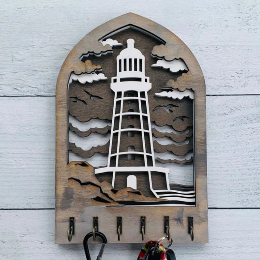 Lighthouse Key Holder Wall Plaque | Beach House Key Hanger ...
