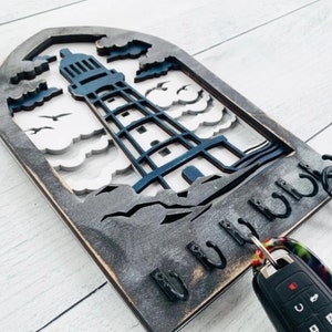 Lighthouse Key Holder Wall Plaque | Beach House Key Hanger ...