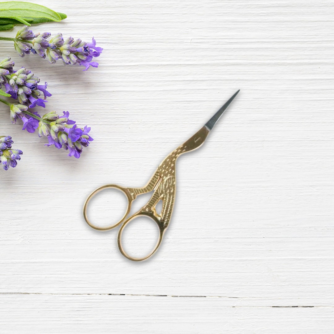 Allary Stork Ultra Fine Embroidery Scissors 3.5" | Gold Plated Scissors ...