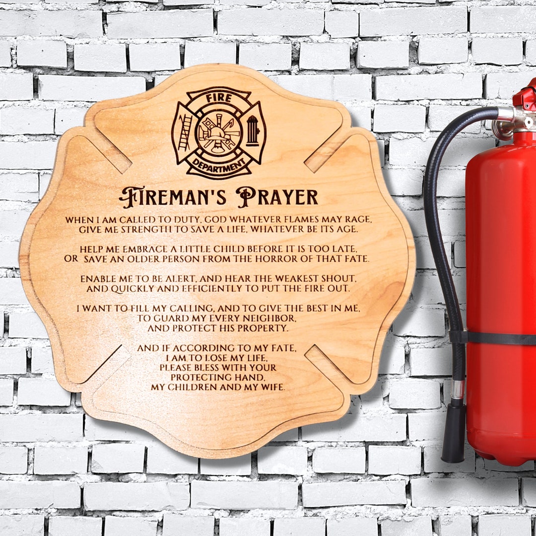 Fireman's Prayer Maltese Cross Wooden Plaque | Personalized Firefighter ...
