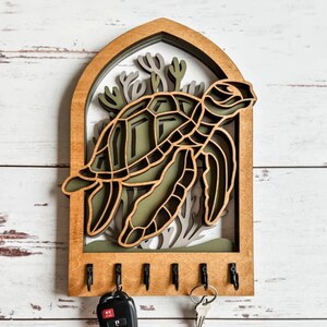 Sea Turtle Key Holder Wall Plaque | Beach House Key Hanger | Turtle Key ...