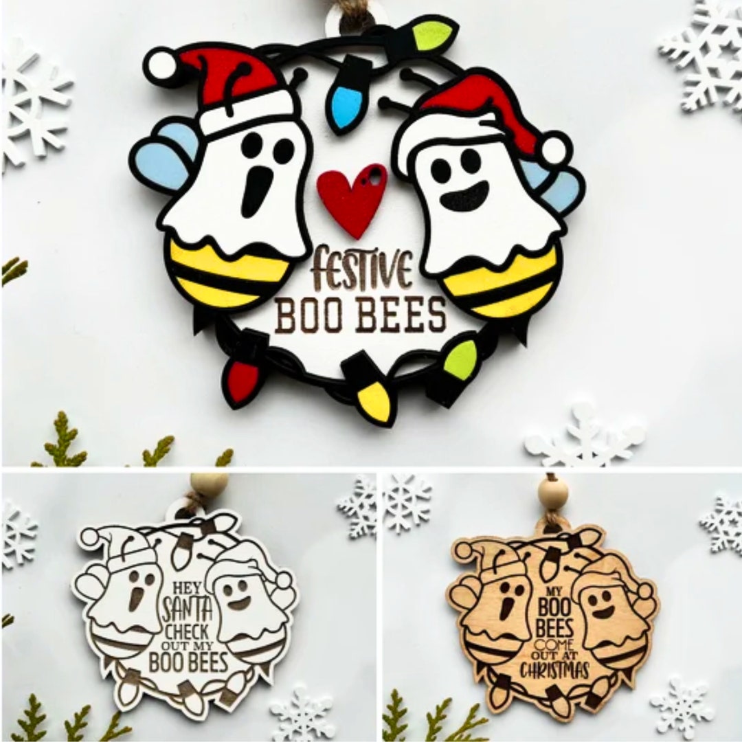 Christmas Boo Bees Ornaments Funny Holiday Ornaments - Etsy