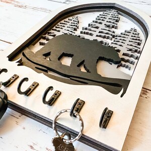 Bear Key Holder Wall Plaque | Black Bear Key Hanger | Cabin Lodge Key ...