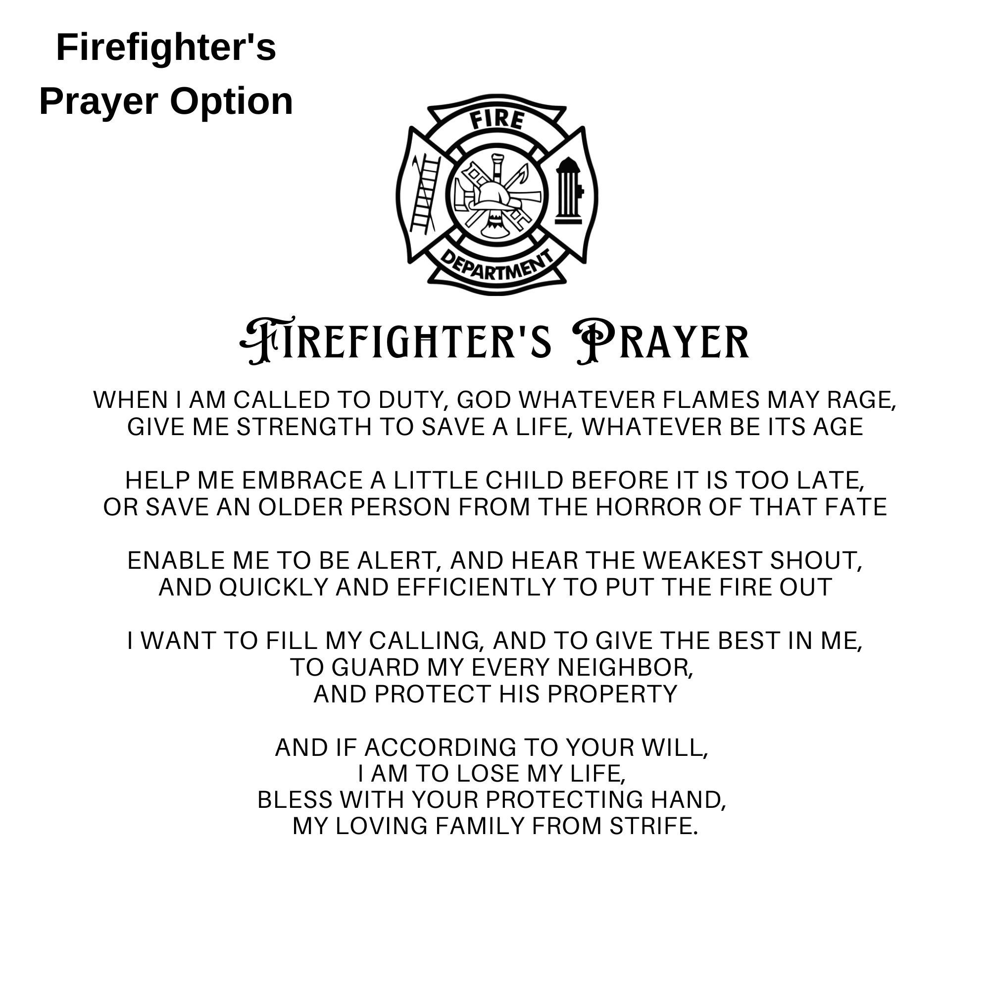 Fireman's Prayer Maltese Cross Wooden Plaque Personalized Firefighter's ...