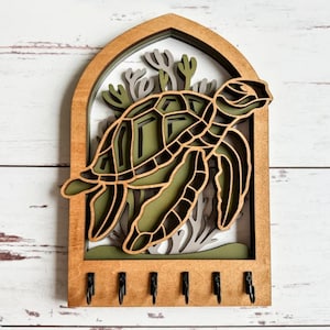 Sea Turtle Key Holder Wall Plaque | Beach House Key Hanger | Turtle Key ...